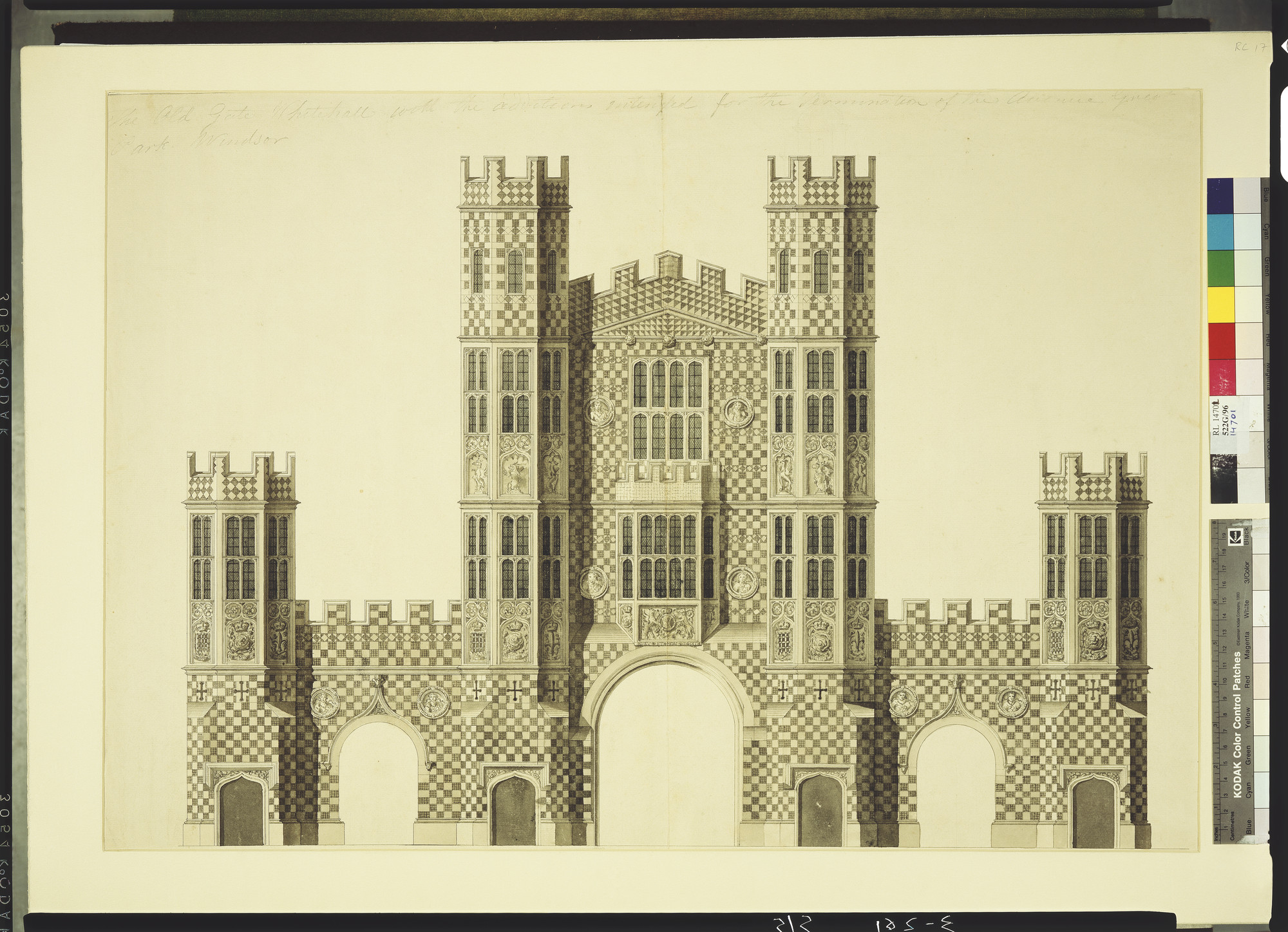 Thomas Sandby (1721-98) - The Old [Holbein] Gate, Whitehall, with the ...