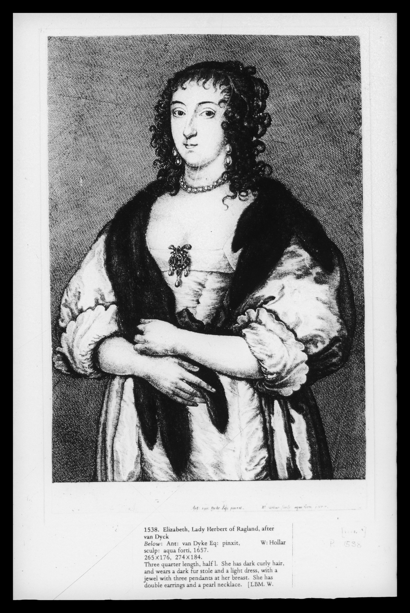 Wenceslaus Hollar (1607-77) - Elizabeth, Lady Herbert of Ragland, after ...
