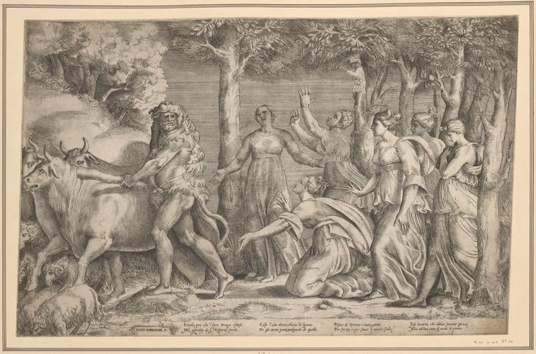Giulio di Antonio Bonasone (c. 1498-c. 1580) - Hercules Driving Off the ...
